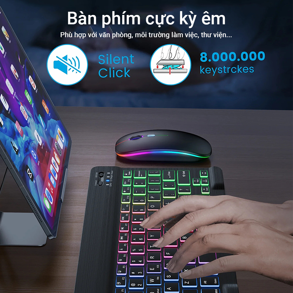 Bàn phím bluetooth mini không dây10 inch - Backlit RGB 7 màu tùy chỉnh ...