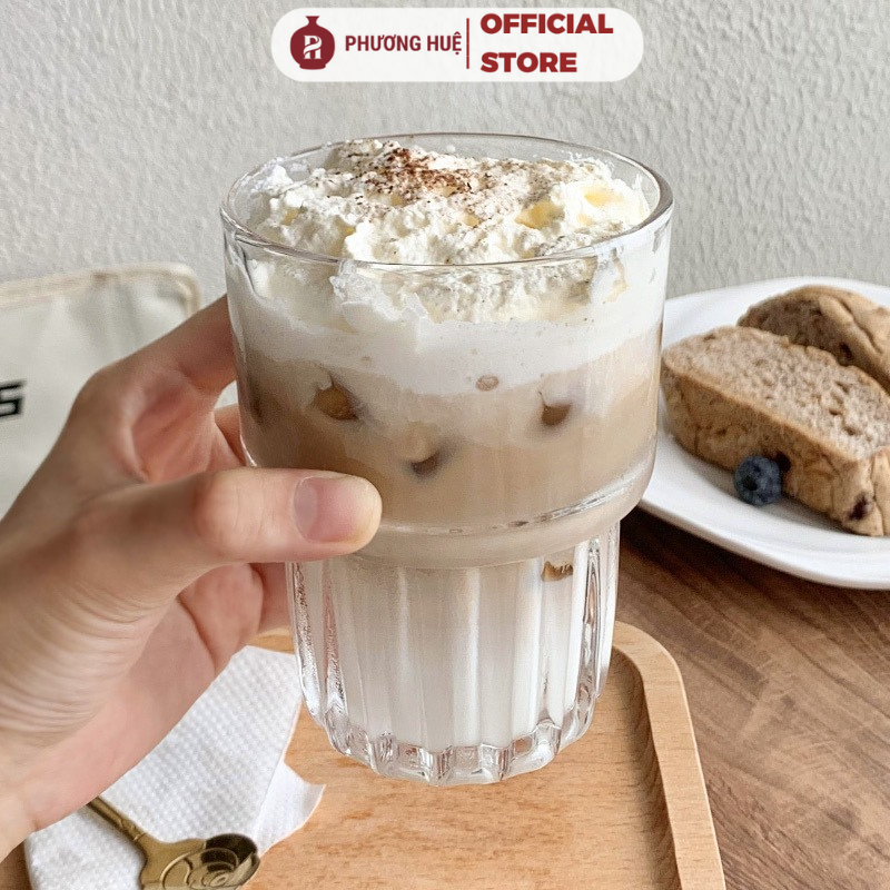 Ly Thủy Tinh 2 Tầng Sọc Đáy Chịu Nhiệt Dùng Uống Trà, Cafe, Sinh Tố 160ml 250ml 320ml 480ml ...