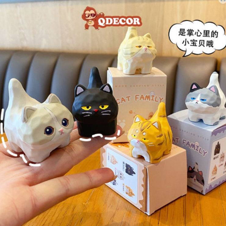 Mô Hình Tượng Mèo Hoạt Hình Meow Meow Phong Cách Khắc Gỗ Trang Trí Bàn ...