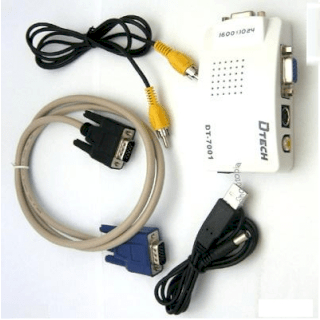Bộ Chuyển tín hiệu VGA To AV ( PC to TV) DT-7001 chính hãng DTECH | Shopee Việt Nam