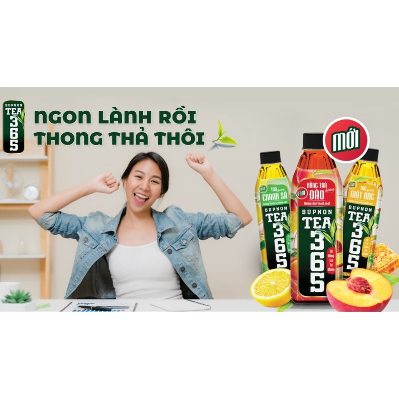 Trà BUPNON TEA365 vị hồng trà đào/ chanh sả/ mật ong 500ml của Massan ...