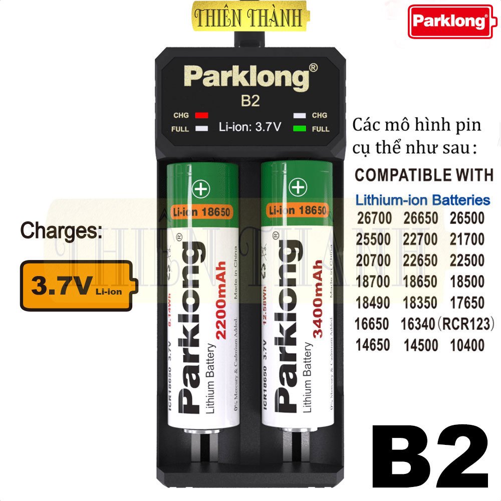Bộ sạc pin Parklong B2,pin sạc 18650 pin 3.7V(Li-ion)2200mAh,2600mAh ...