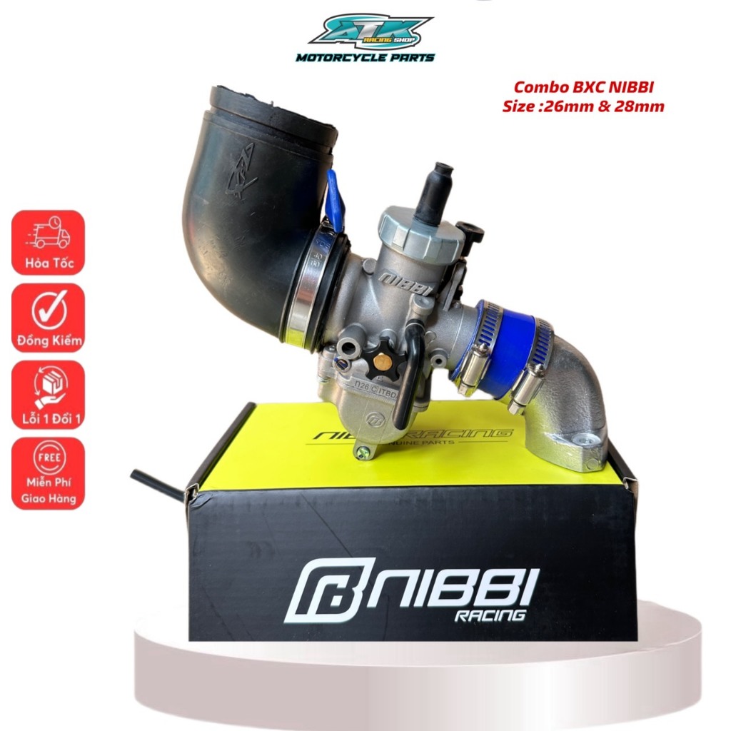 Bình xăng con NIBBI 26 28 và 30mm Full bộ 3 món ,ga tròn chính hãng ...