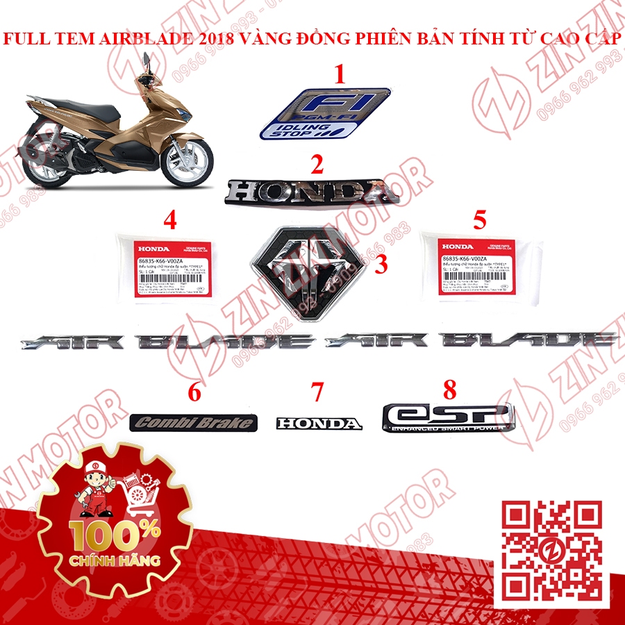 Tem Xe AB 2018, Tem Rời Air Blade 2018 Vàng Đồng Phiên Bản Sơn Từ Tính ...