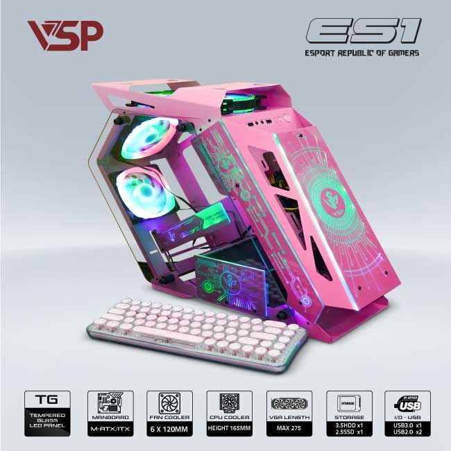 VỎ CASE MÁY TÍNH VSP ESPORT REPUBLIC OF GAMERS ES1 - HỒNG | Shopee Việt Nam