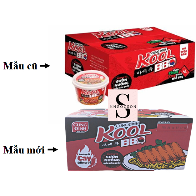 Thùng 12 hộp Mì trộn Cung Đình Kool sườn nướng BBQ 99g | Shopee Việt Nam