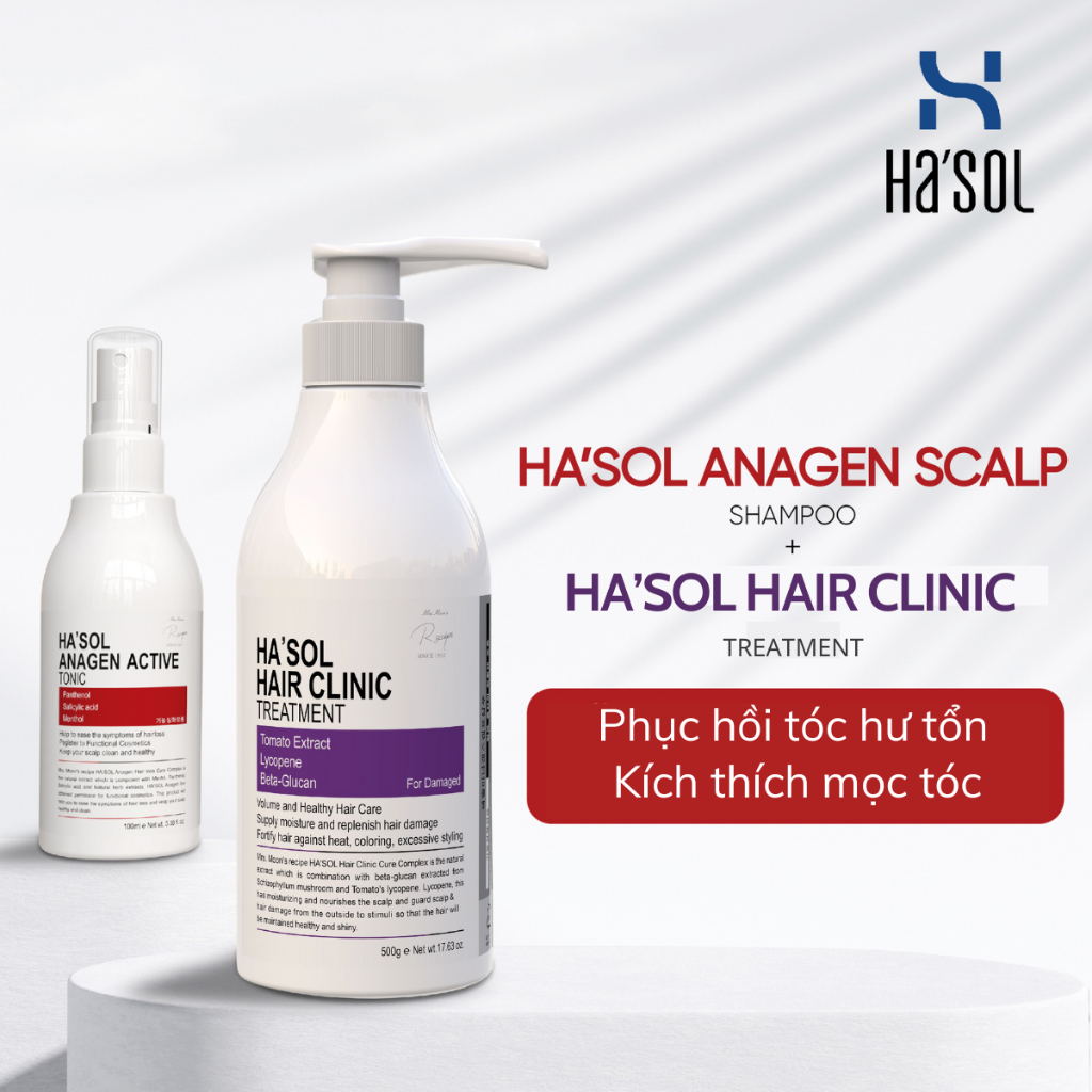 Combo Kem Ủ Tóc Hasol Hair Clinic Treatment + Xịt Mọc Tóc Hasol 100ml ...