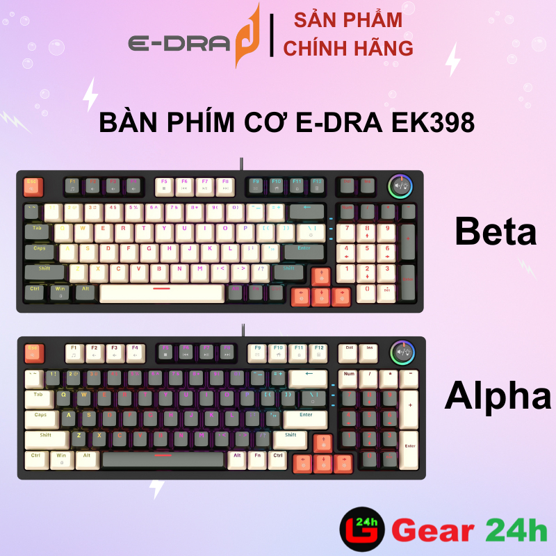 Bàn phím gaming Edra EK398 / EK398L Beta , Alpha (Blue /Brown /Red ...