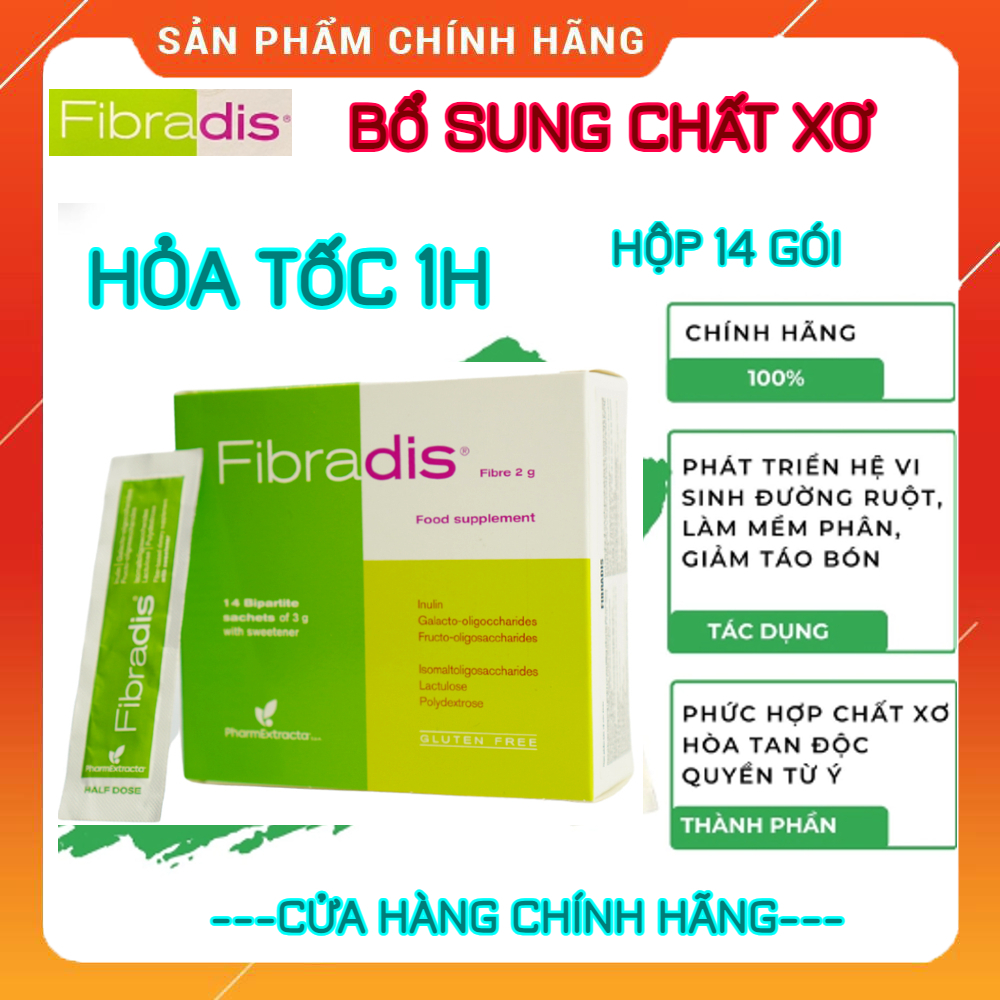 (HỏaTốc1h) Bổ sung chất xơ Fibradis hộp 14 gói trẻ em và người lớn, giúp nhuận tràng, giảm táo ...