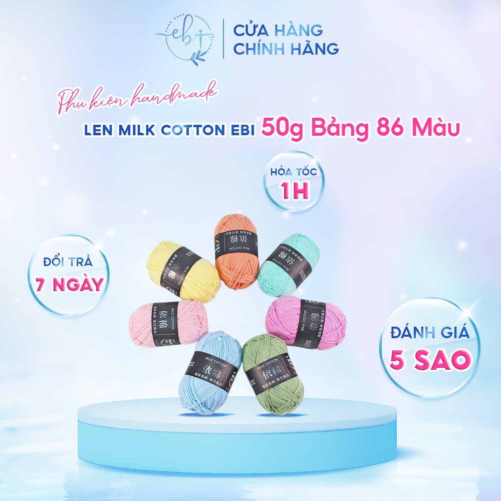 [Mã 01-49] Len Milk Cotton Baby, Len Sợi Mềm Mịn 50g Thích Hợp Cho ...