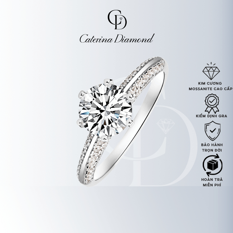 Nhẫn Kim Cương Moissanite 0.8 Carat Caterina Diamond FOREVER Classic Jane Eyre Proposal Diamond ...