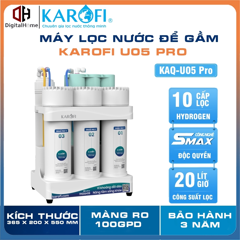 Máy Lọc Nước Để Gầm Karofi KAQ-U05 Pro, 10 Cấp Lọc Công Suất 20L/h, BH ...