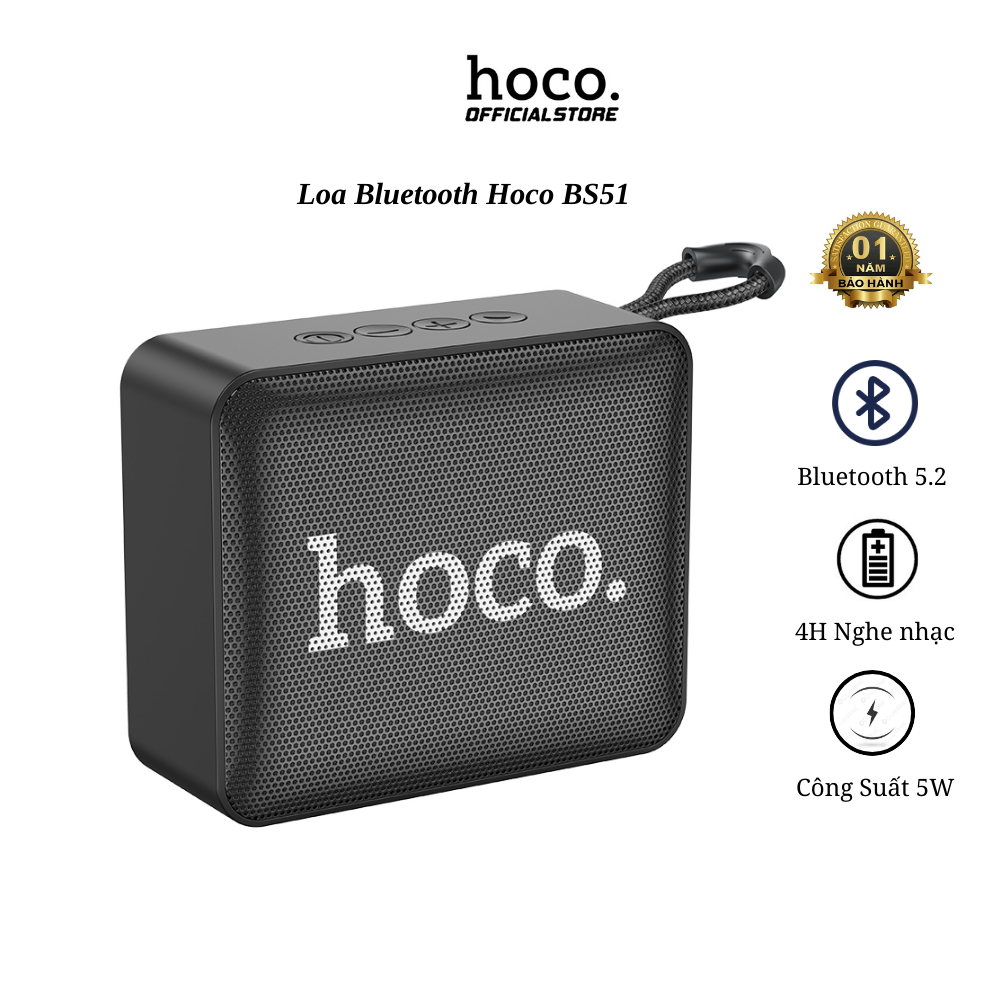 Loa bluetooth Hoco BS51, loa mini để bàn hỗ trợ khe cắm thẻ nhớ, usb, âm thanh vòm 3D - chính ...