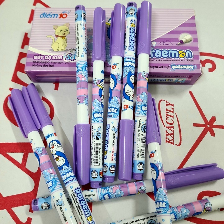 BÚT LÔNG KIM TÍM CON ONG DORAEMON NÉT 0.3 THIÊN LONG CHÍNH HÃNG ...