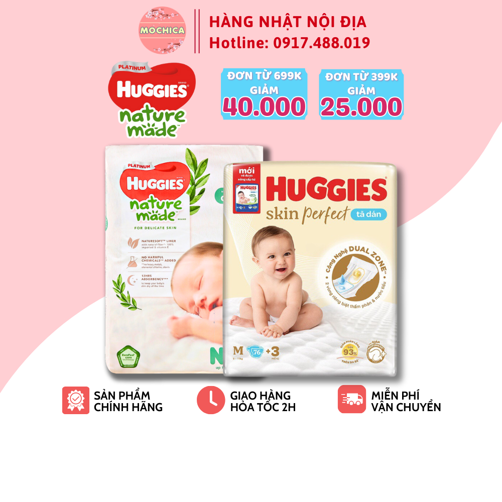 Bỉm HUGGIES siêu cao cấp Platinum Nature Made size M58/L44/XL38/XXL26 ...