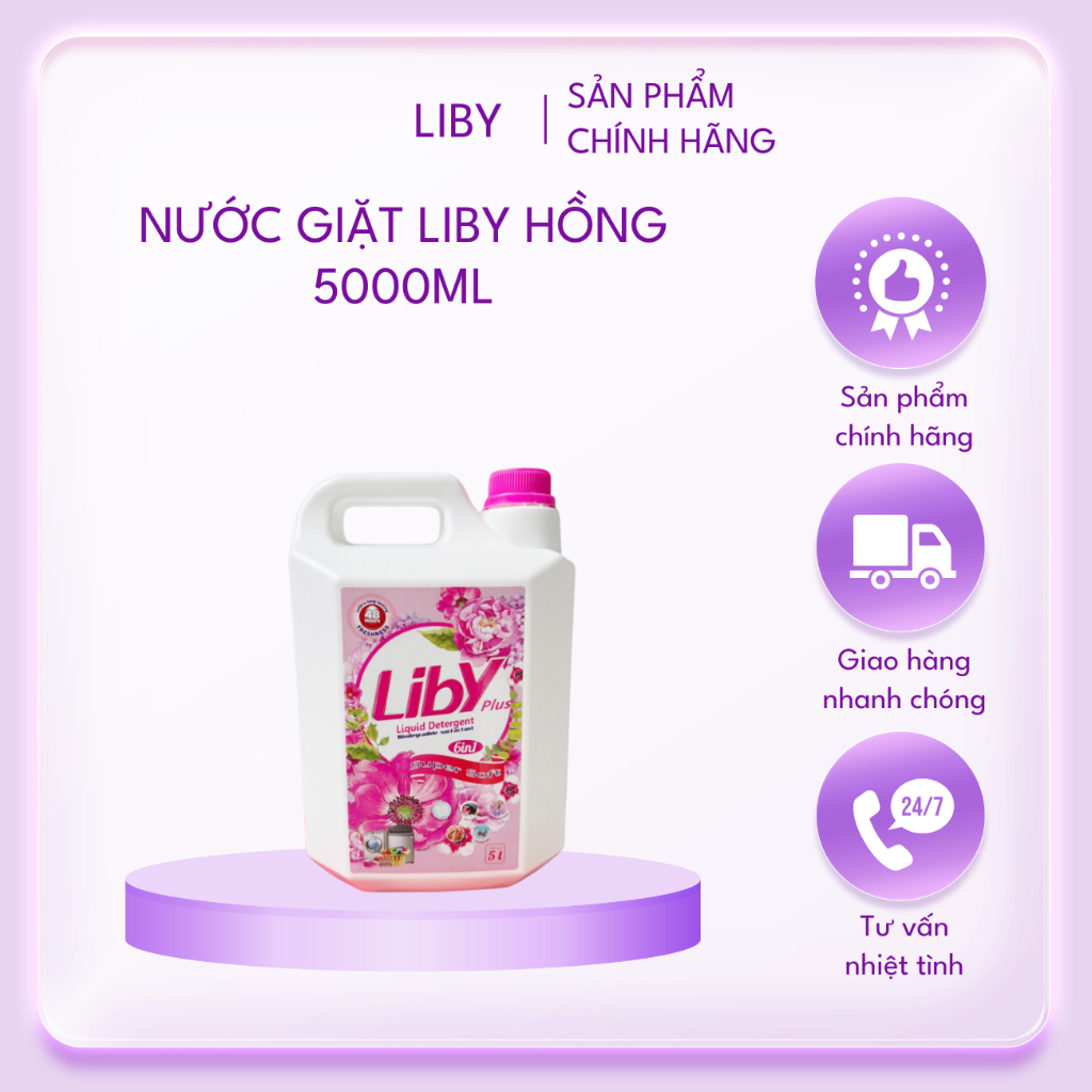 Nước Giặt Liby Plus Hồng Can 5000ml kết hợp xả vải giúp áo quần thơm ...