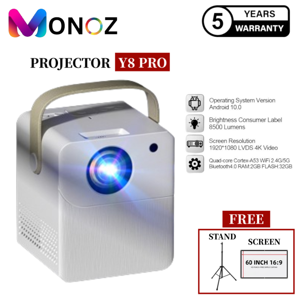 [BÁN HÀNG FLASH] Máy chiếu Android LENS Y8 PRO Mini 6500 Lumens HD ...