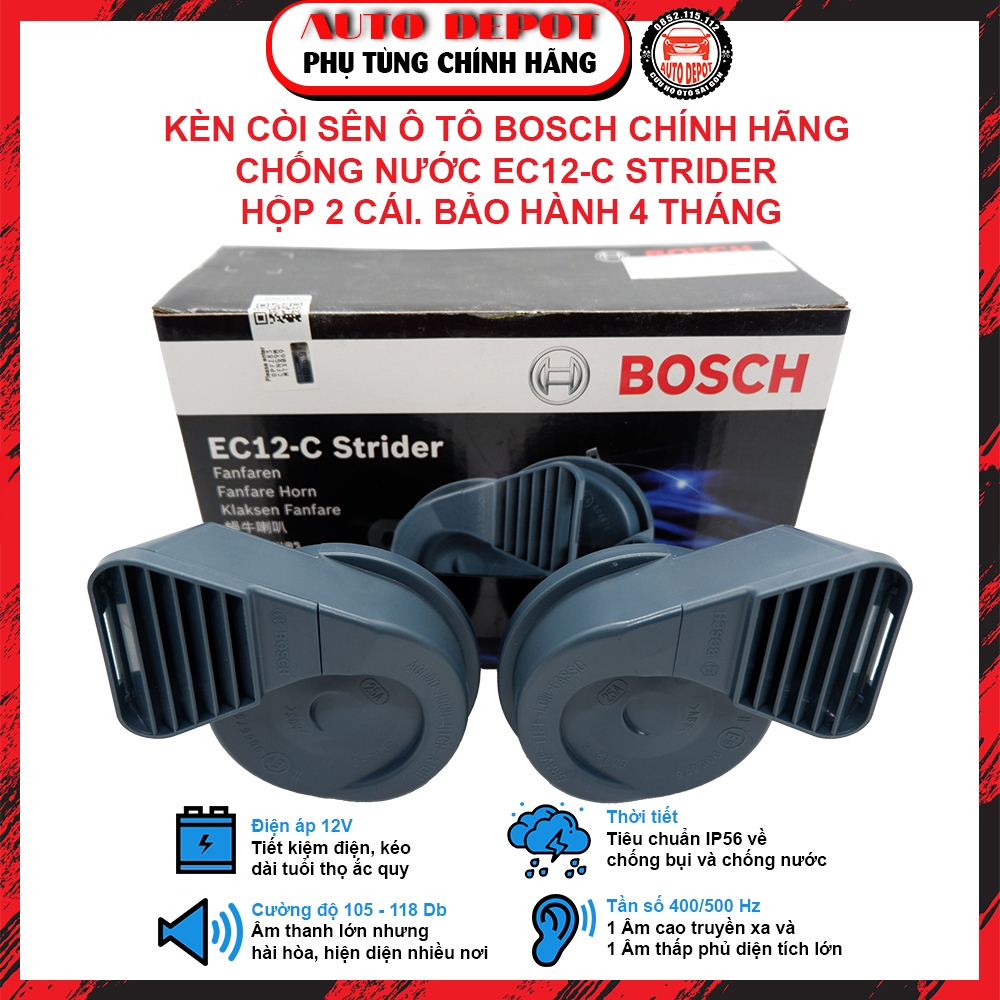 Kèn còi sên ô tô Bosch chính hãng EC12-C Strider chống nước hộp 2 cái | Shopee Việt Nam