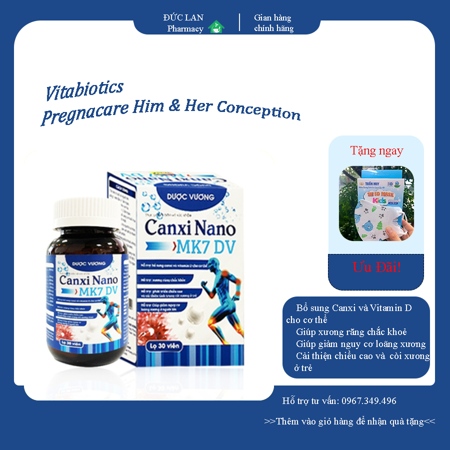[ Nhập Khẩu Chính Hãng] Canxi Nano MK7 Lọ 30 Viên Dược Vương | Shopee Việt Nam