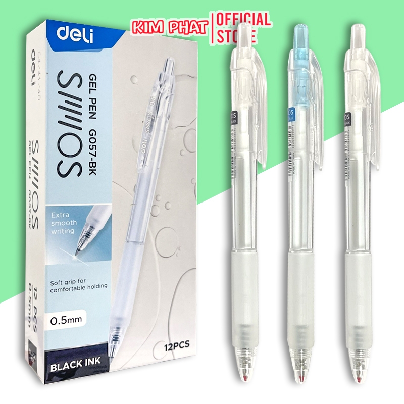 Combo Hộp 12 Chiếc Bút Bi Gel Bấm - Deli G057 - Ngòi 0.5mm Êm Trơn ...