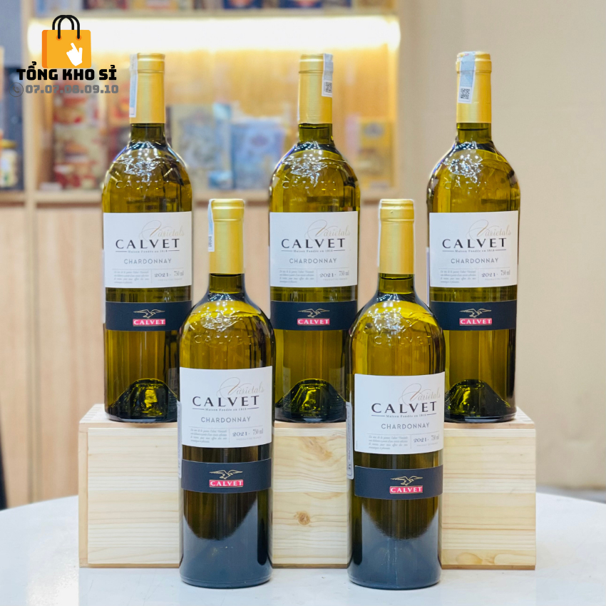 Rượu Vang Nhập Khẩu, Rượu Vang Trắng Pháp Calvet Chardoney 13% 750ml Có ...