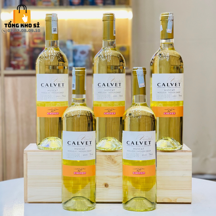 Rượu Vang Nhập Khẩu, Rượu Vang Trắng Pháp Calvet Muscat 12% 750ml Có 5 ...