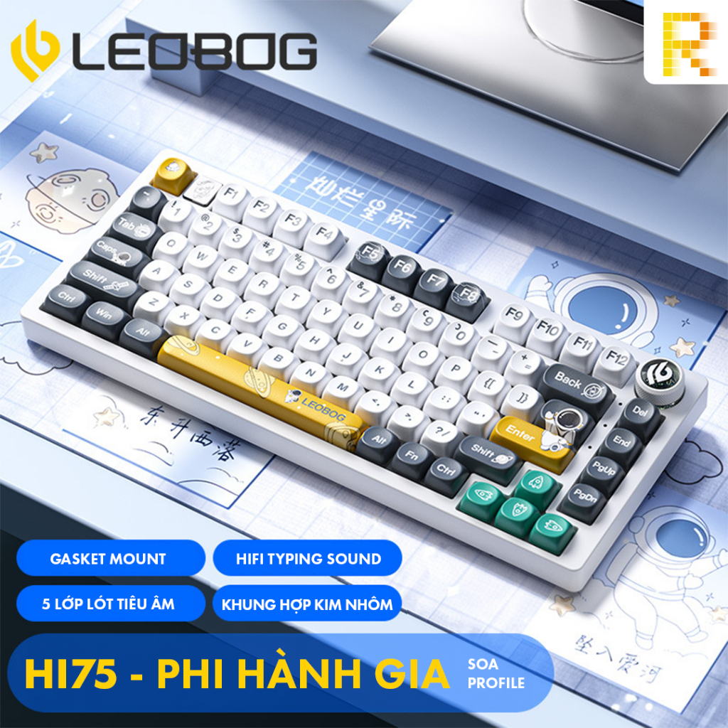 Bàn phím cơ Leobog Hi75 (Khung nhôm, Mạch Xuôi Hotswap, Led RGB, Gasket ...