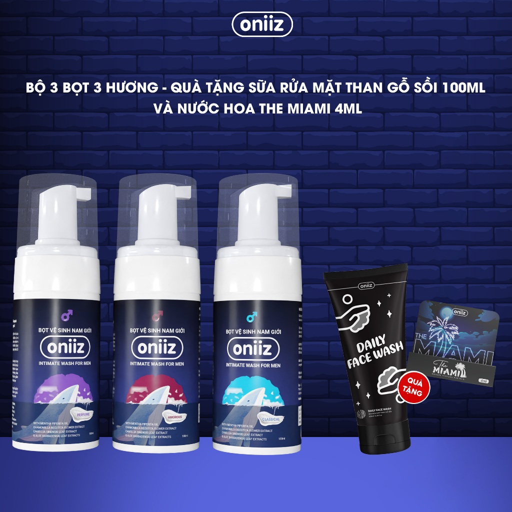 Bộ 3 bọt vệ sinh nam giới Oniiz, dung dịch vệ sinh nam tạo bọt 100ml ...