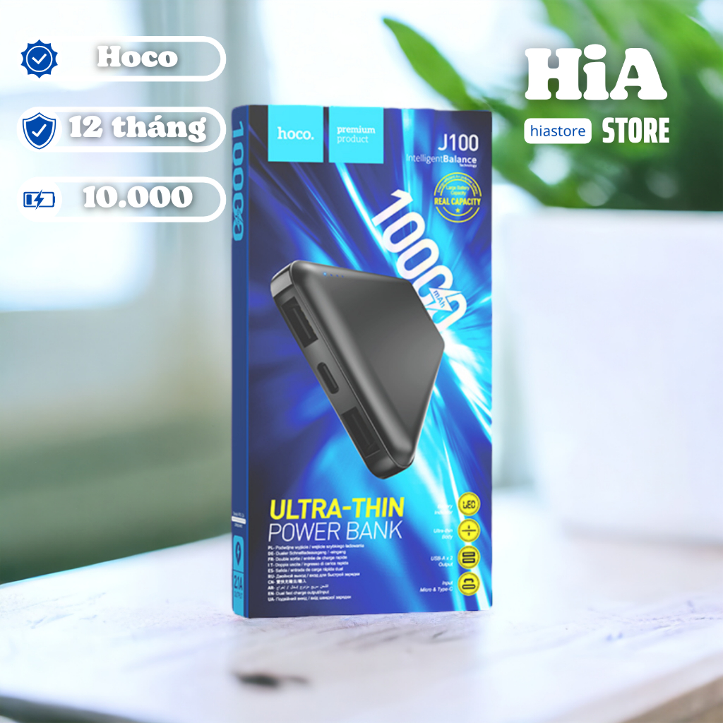 Pin Sạc Dự Phòng Hoco J100 Ultra-Thin 10000mAh | Shopee Việt Nam