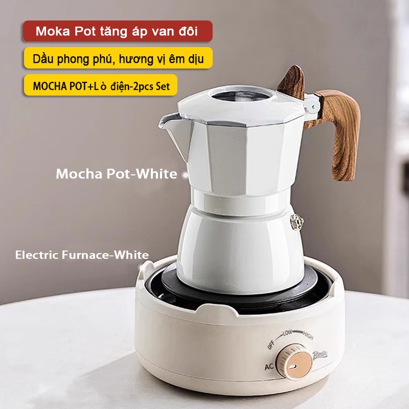 Van đôi Mocha Pot Supercharged Coffee Pot MOCHA POT+Lò điện 2pcs Set ...