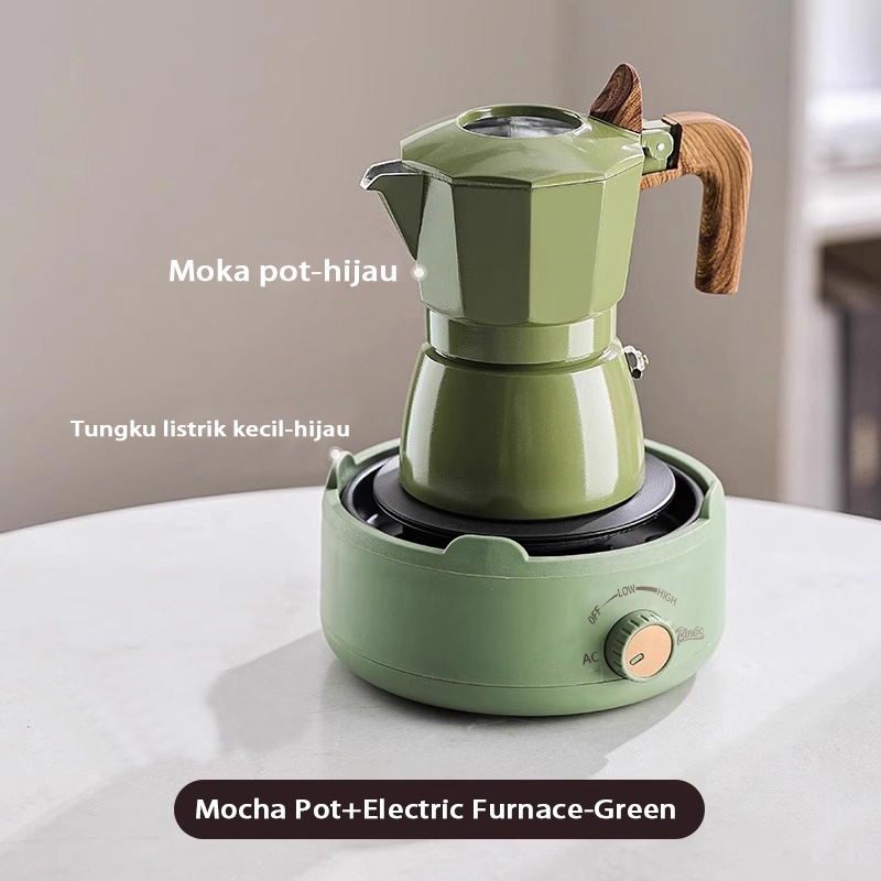 Van đôi Mocha Pot Supercharged Coffee Pot MOCHA POT+Lò điện 2pcs Set ...