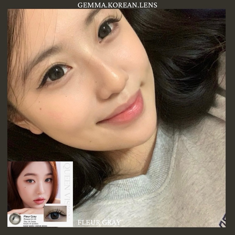 Kính áp tròng Hàn Quốc Gemma màu xám đen Fleur Gray 14.5mm (Full 0-6 độ ...