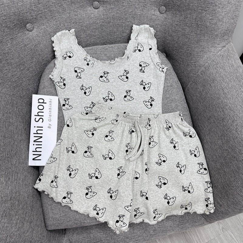 Sét đồ ngủ in hình áo ba lỗ sexxy thun co giãn, Bộ ngủ viền bèo BN0086 - NhiNhi Shop | Shopee ...