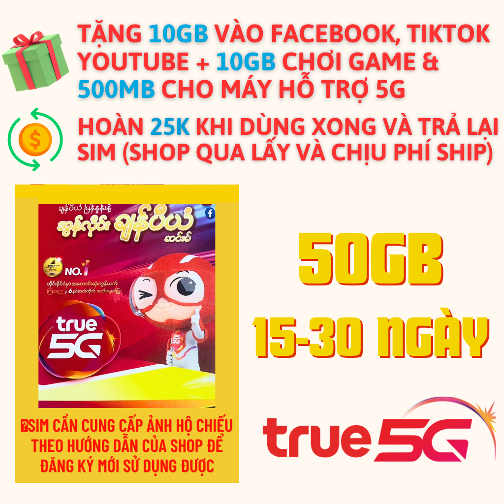 AIS-Truemove-DTAC : Sim Thái Lan 5G, Không Giới Hạn 4G/5G Tốc độ cao/ Gọi miễn phí/ Truemove ...