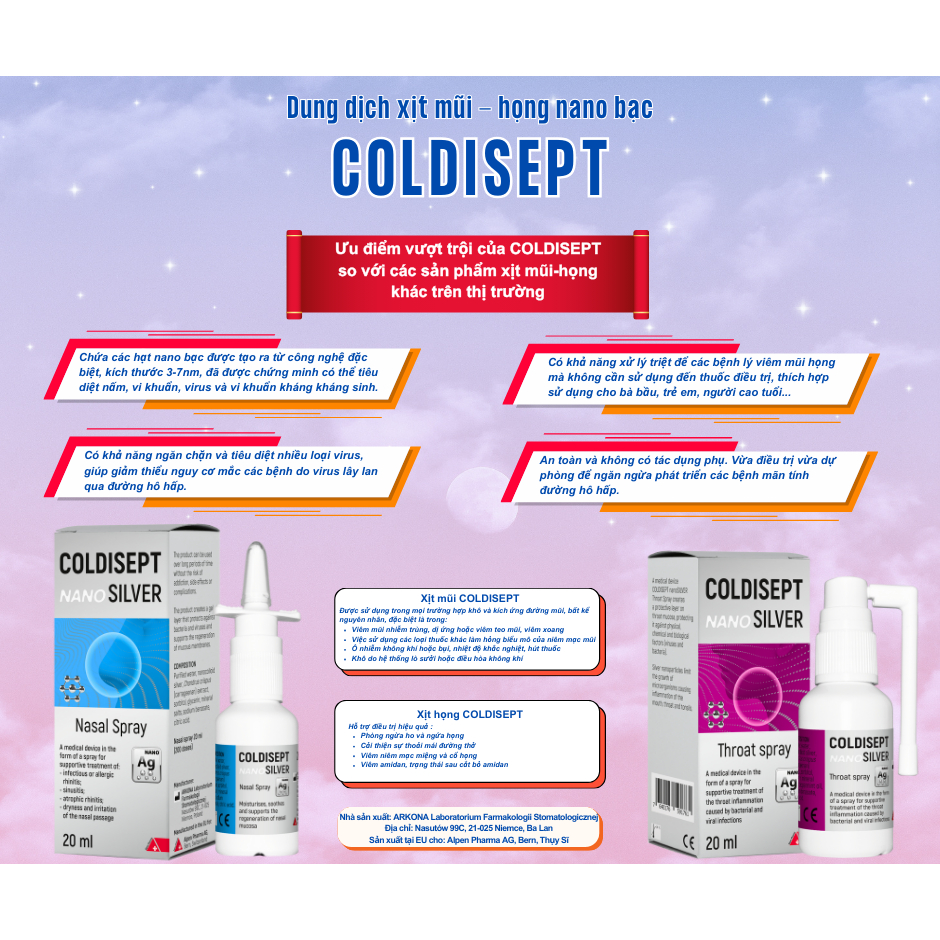 Xịt mũi họng Coldisept-Nhập khẩu BaLan-Xử lý triệt để các tình trạng ...