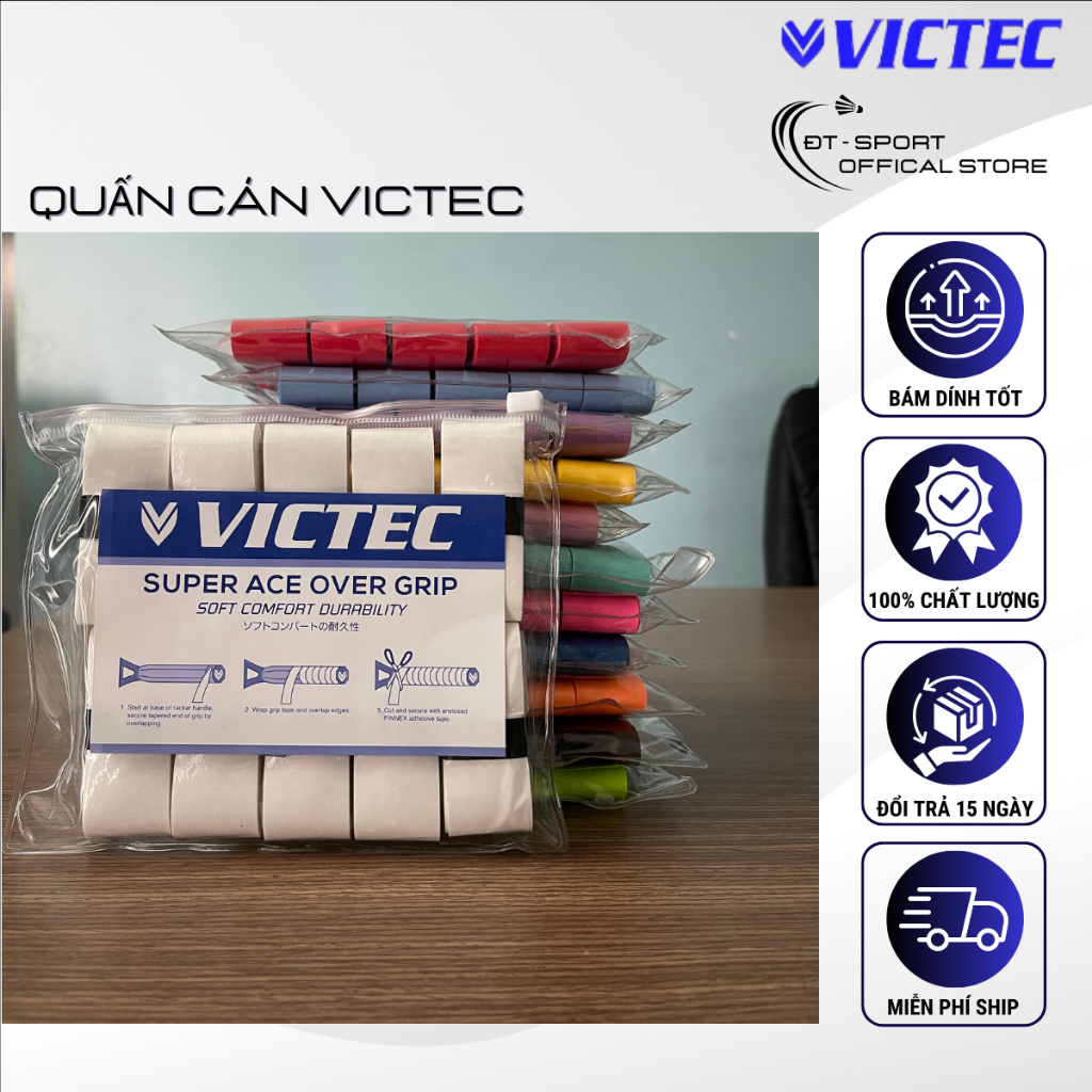 Quấn Cán Vợt Cầu Lông, Vỉ 10 chiếc Cuốn Cán Vợt VICTEC Cao Cấp Chính ...