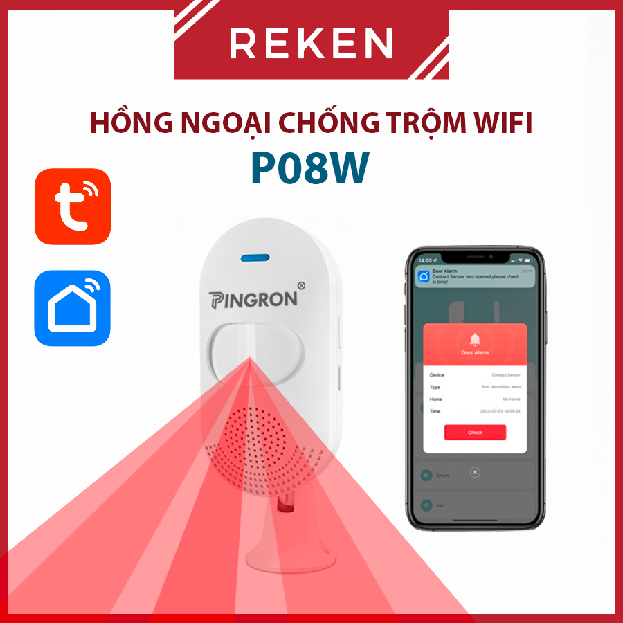 Chuông báo động chống trộm hồng ngoại cảm biến chuyển động wifi P08W Pingron | Shopee Việt Nam