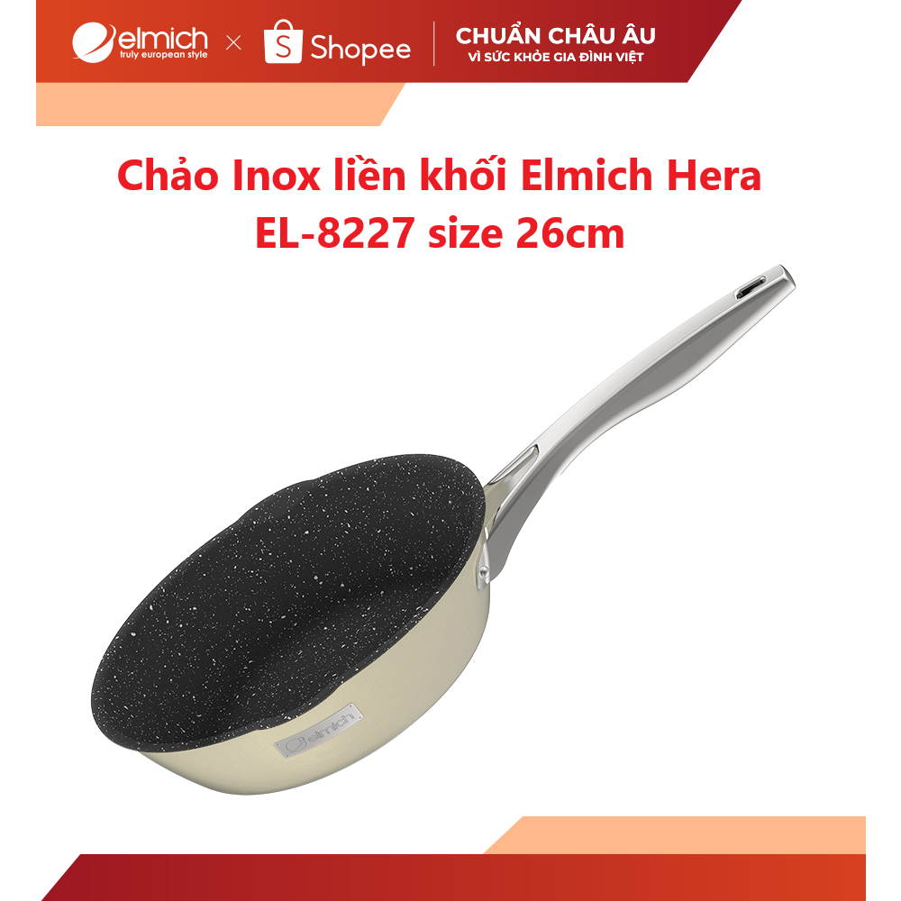 Chảo Inox liền khối Elmich Hera EL-8227 size 26cm ( Màu: Vàng / Xanh / Tím) | Shopee Việt Nam