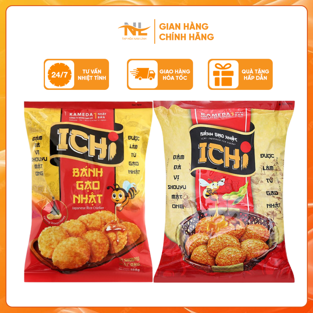 Bánh Gạo Ichi - Bánh Gạo Nhật Tạp Hóa Nam Linh Vị Mật Ong Giòn Tan Thơm Ngon Gói 100/180g Date ...