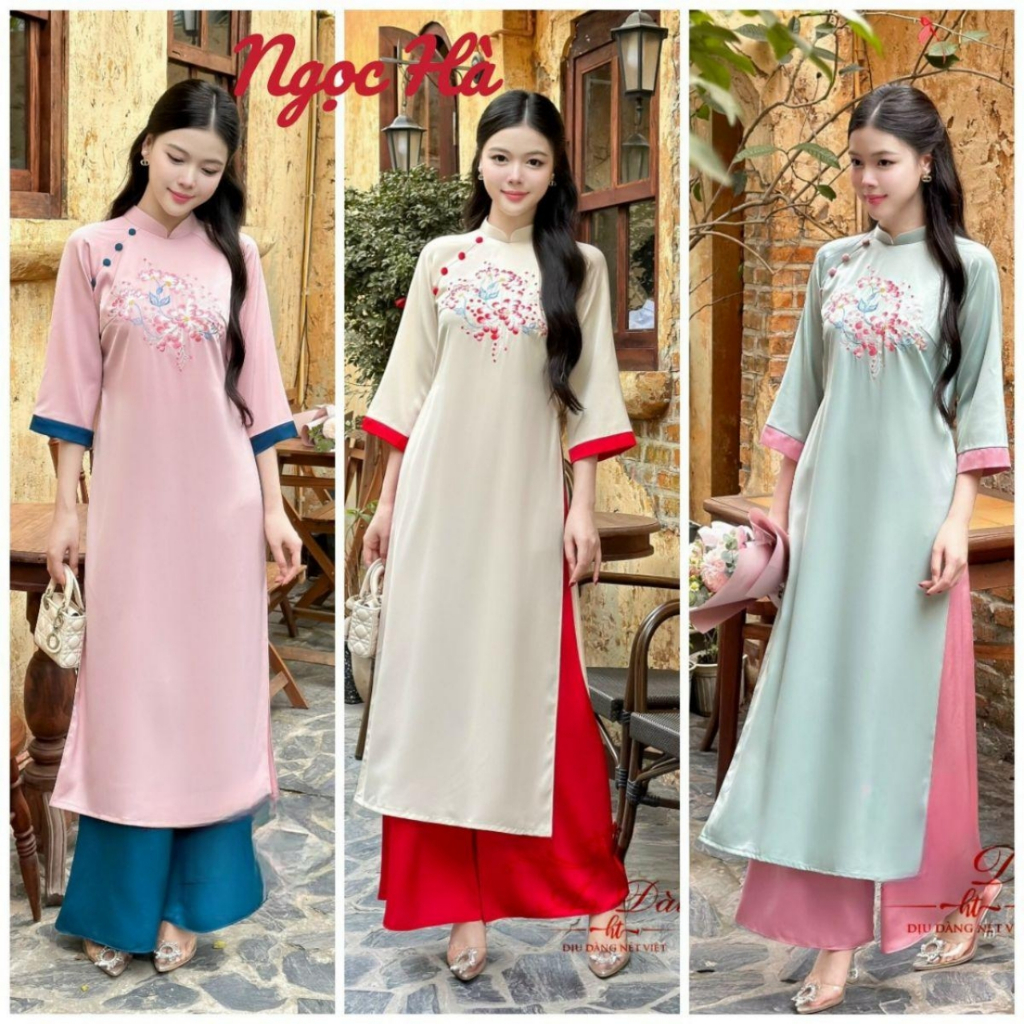 Áo dài cách tân Ngọc Hà vải lụa by Lucci.Design | Shopee Việt Nam