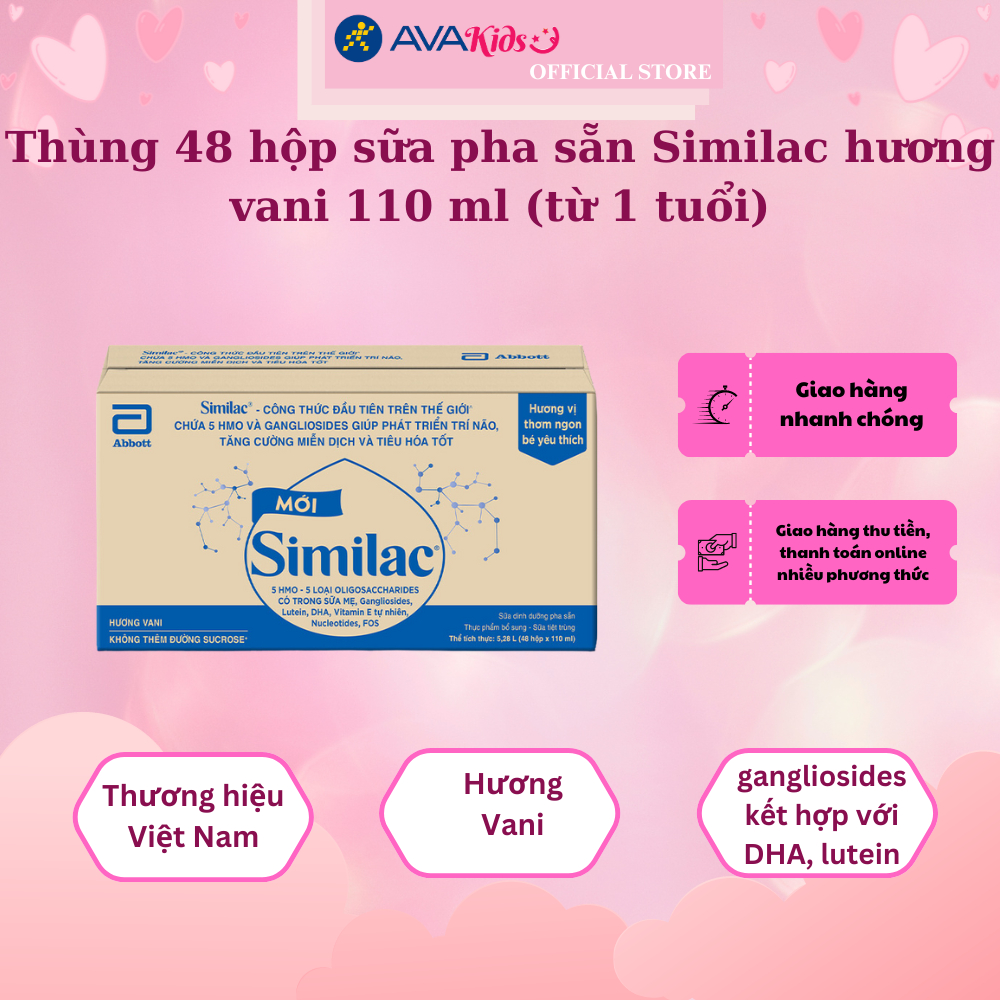 Thùng 48 hộp sữa pha sẵn Similac hương vani 110 ml (từ 1 tuổi) | Shopee Việt Nam