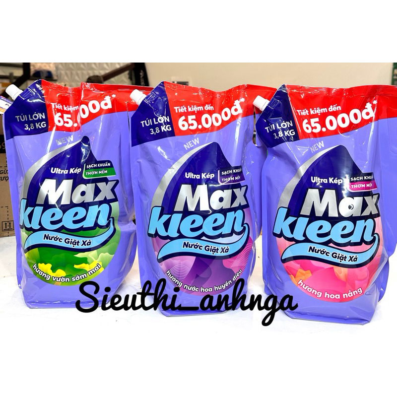 Túi Nước Giặt Max Kleen Túi 3,8Kg Hương Huyền Diệu/Hoa Nắng/Sớm Mai | Shopee Việt Nam