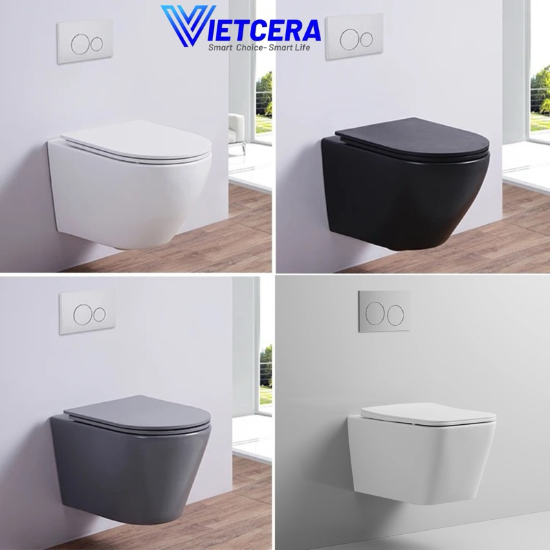 Bồn cầu treo tường Vietcera VC-01 cao cấp, chất liệu sứ nano kháng ...