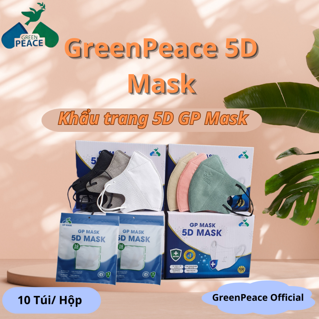 Thùng 100 Chiếc Khẩu Trang 5D GreenPeace Mask, Khẩu Trang 5D 3 Lớp Cao ...
