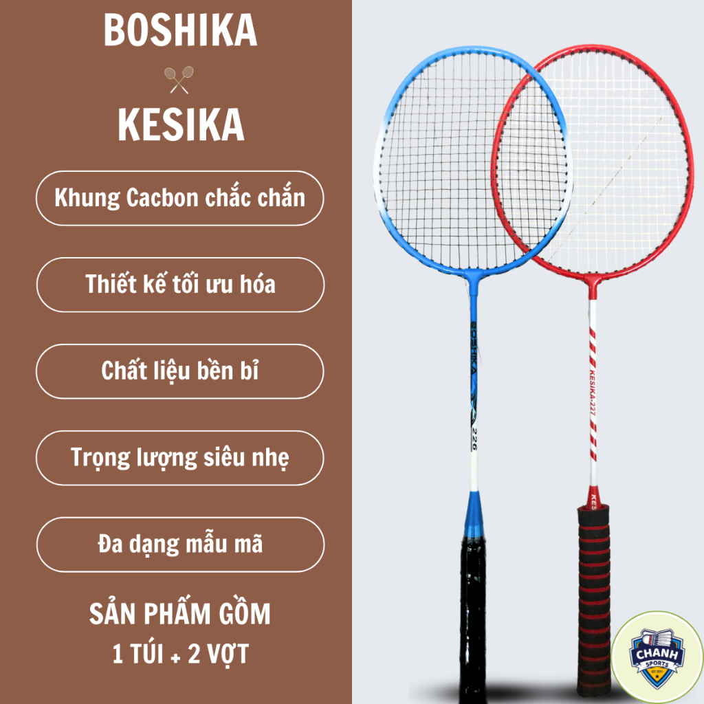 Bộ 2 chiếc vợt cầu lông Cao Cấp loại Xịn BOSHIKA/KESIKA, bộ vợt cầu ...