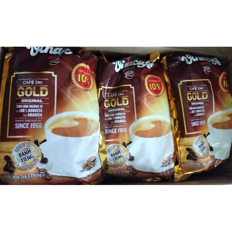 vinacafe cà phê hòa tan 3 in 1 gold 800g ( 40 gói x 20g) | Shopee Việt Nam