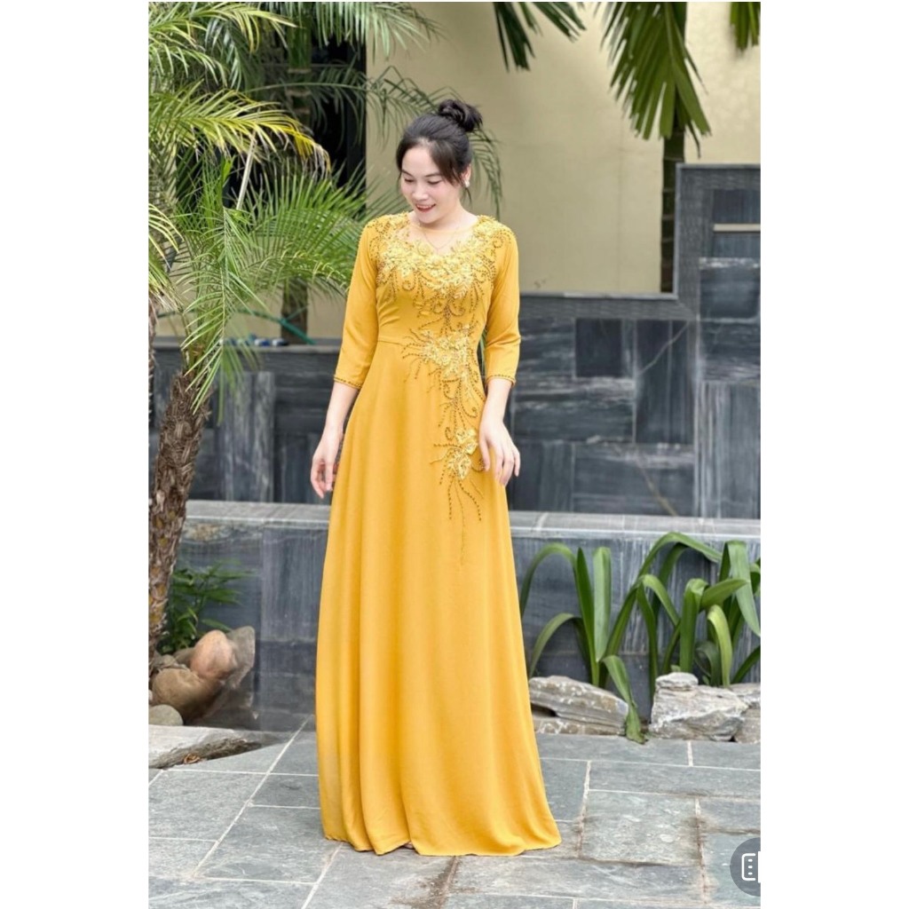 Áo Dài Phom Đầm Dạ Hội Chất Liệu Chi Phong Bên Ngoài Tà Áo Dài Bên ...