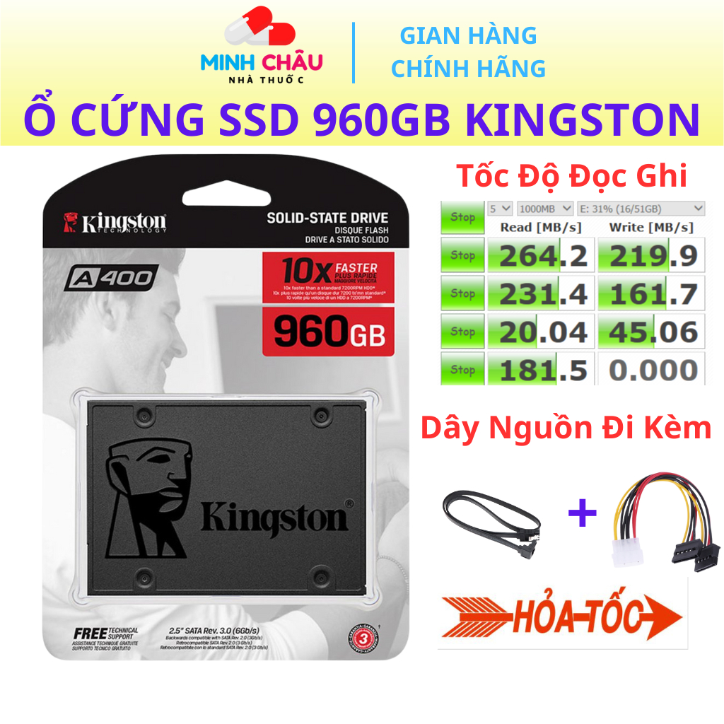 Ổ cứng SSD Kingston 960GB ,SSD 960 SATA 3 6.0 Gb/s ,ổ cứng Kingston 2.5 ...