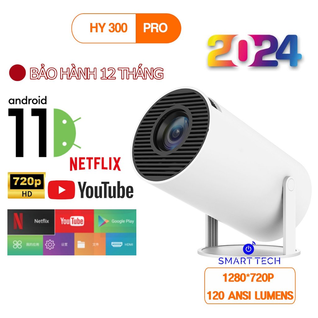 Máy chiếu mini HY320 / HY300 PRO Full HD android 11.0 độ sáng 8000 ...