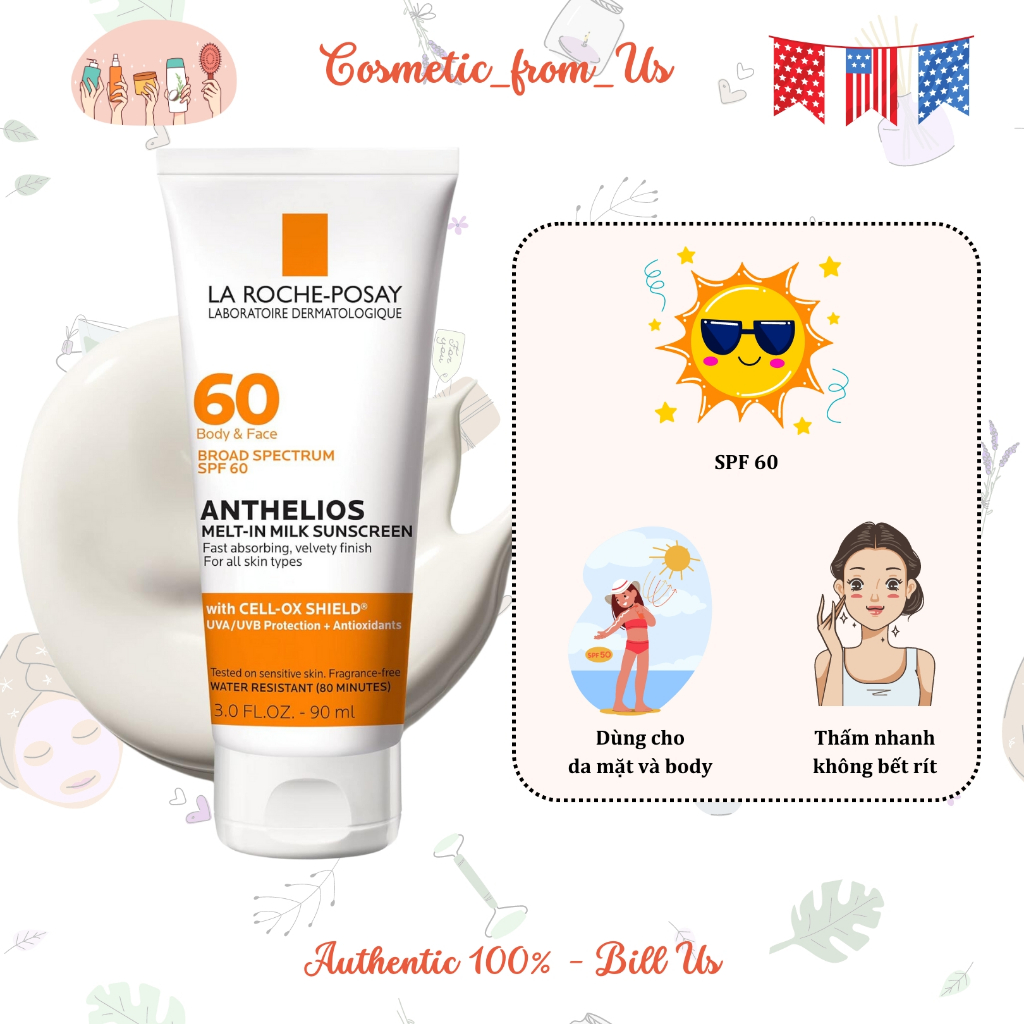 [Bill US] Kem chống nắng cho mặt và toàn thân La Roche-Posay Anthelios ...